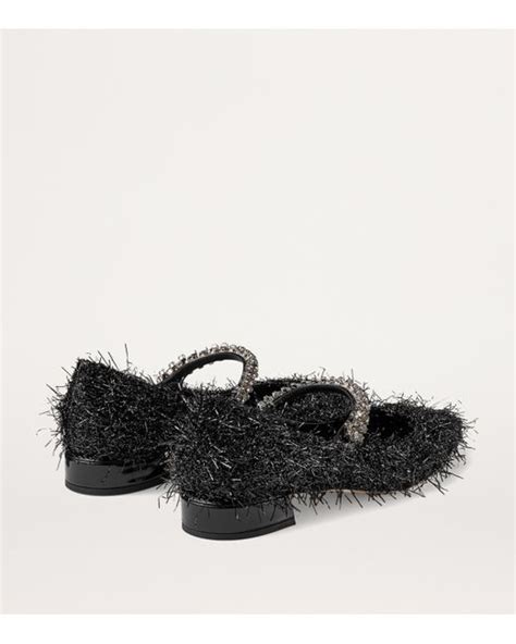 Jimmy Choo Bing 25 Tinsel Ballet Flats In Black Lyst