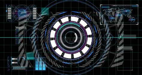 Animation Of Futuristic Digital Interface With Circular Patterns And Data Charts Stock Video