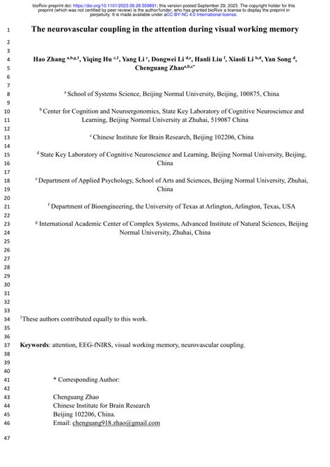 Pdf The Neurovascular Coupling In The Attention During Visual Working Memory