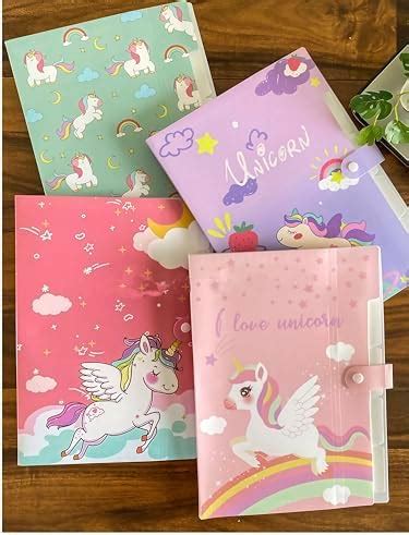 Amb Unicorn Multi Colour A4 Paper File Folder With Button Lock Unicorn Theme Certificates
