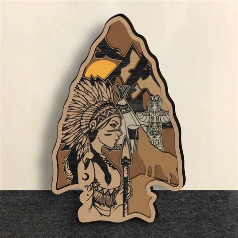 Native American Multi Layer Laser Cut Fles 7 Layer Art Piece For