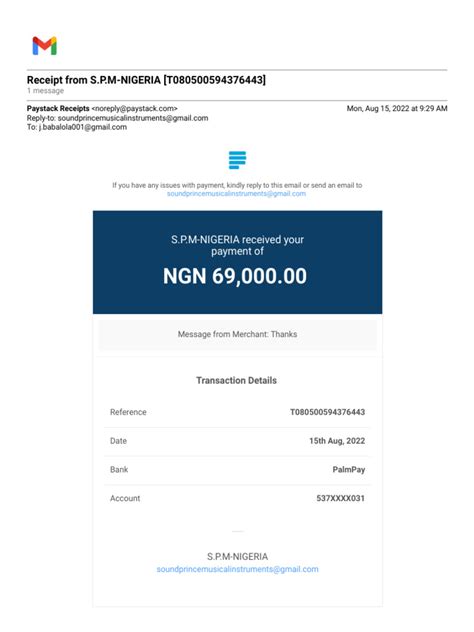 Gmail Receipt From S P M Nigeria [t080500594376443] Pdf