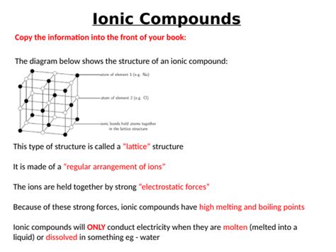 Ionic Compounds Lesson Worksheets Teaching Resources