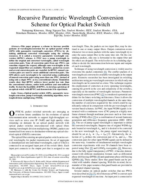 Pdf Recursive Parametric Wavelength Conversion Scheme For Optical