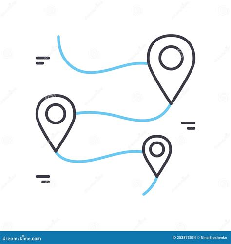 Route Line Icon Outline Symbol Vector Illustration Concept Sign