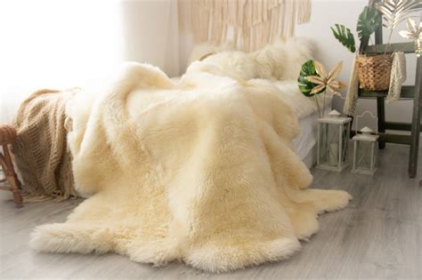 Real Fur Sheepskin Throw Super Large Sheepskin Rug Boho Blanket