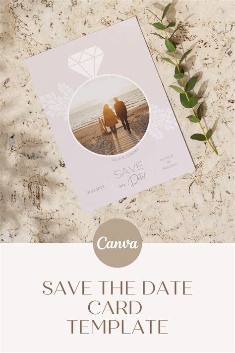 Save The Date Engagement Ring Canva Template Design