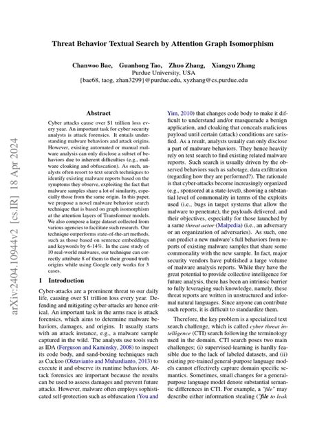 Threat Behavior Textual Search By Attention Graph Isomorphism Pdf