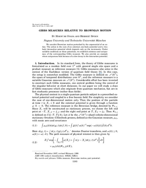 Pdf Gibbs Measures Relative To Brownian Motion