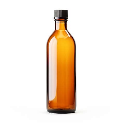 A Bottle Of Amber Liquid Sits On A White Background Premium Ai