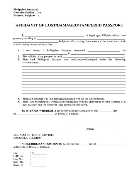 Fillable Online Brusselspe Dfa Gov Embassy Of The Philippines