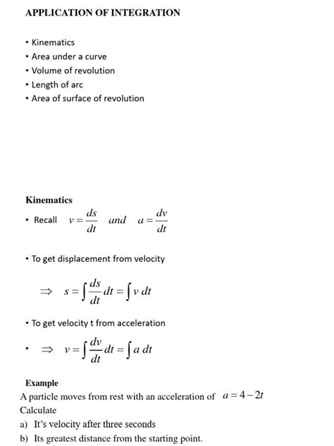 Applications Of Integration 2 Pdf Kinematics Velocity