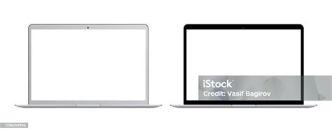 흰색 배경에 격리 된 빈 화면과 현실적인 흑백 노트북의 집합입니다 빈 화면과 사실적인 노트북 노트북 빈 복사 공간 형판에 대한 스톡 벡터 아트 및 기타 이미지 Istock