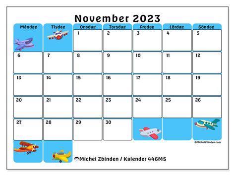 Kalender november 2023 för att skriva ut 446MS Michel Zbinden FI