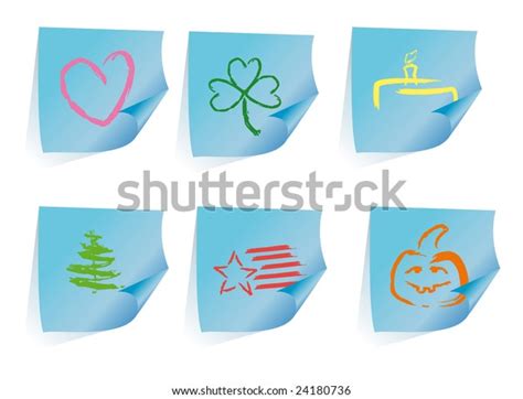 6 Stickers Facetious Characters Holidays Stock Illustration 24180736