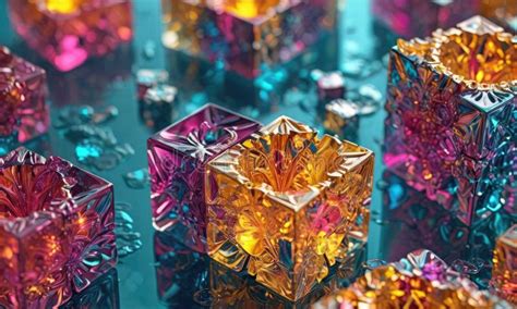 A Collection Of Colorful Glass Cubes Are Arranged On A Table Stock Illustration Illustration