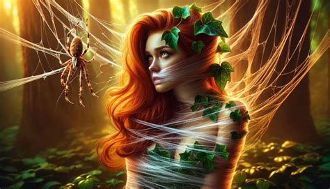 Poison Ivy Wrapped In The Sticky Webbing By Gotspider On Deviantart