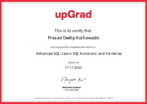 prasad kothawade on linkedin completed upgrad sql mysql