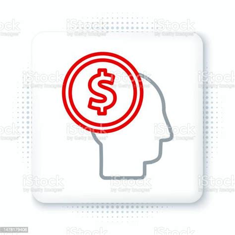 흰색 배경에 격리 된 마음 아이콘을 계획 하는 라인 비즈니스 맨 달러와 인간의 머리 돈을 벌 수 있는 아이디어 비즈니스 투자