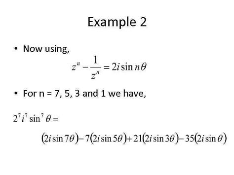 Complex Numbers More Examples Using De Moivre S Theorem