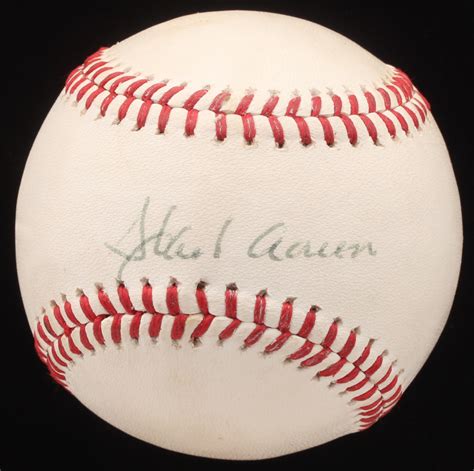 Hank Aaron Signed Braves Logo Baseball JSA LOA Pristine Auction