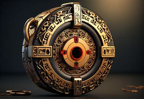 Premium Ai Image A Padlock Or Lock With A Circular Key On Top