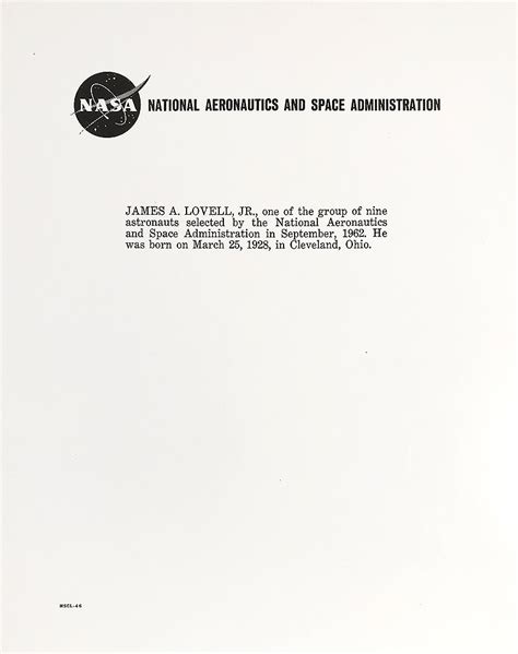 Apollo 13 Wss 8x10 Inch Litho Signed By Jim Lovell