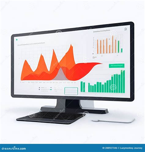 Graph Presentation On Computer Screen For Business Working Stock Illustration Illustration Of