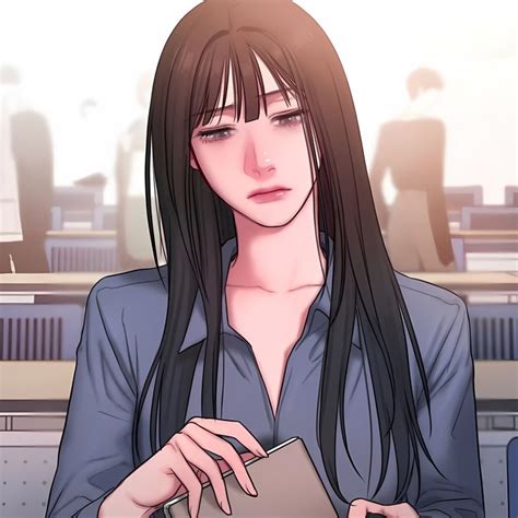 A Woman With Long Black Hair Is Holding A Book And Looking At The