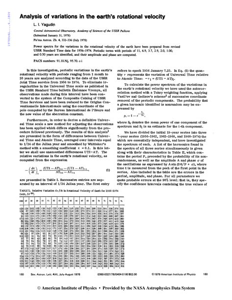 pdf analysis of variations in the earth s rotational velocity