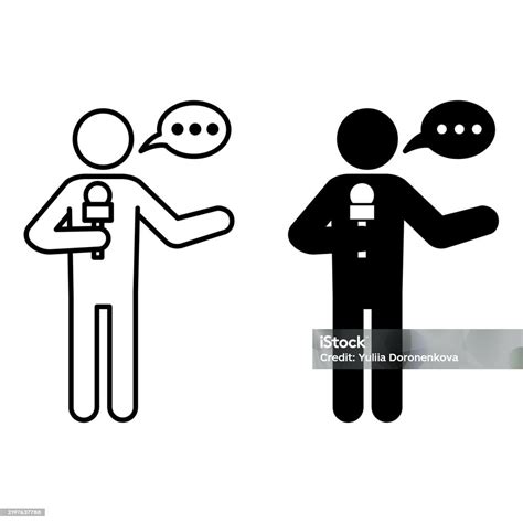 면접관 아이콘 흑인과 백인 벡터 아이콘 설문 조사 및 설문지를 통한 정보 수집 마이크를 가진 기자 저널리즘 개념 Reporters Without Borders에 대한 스톡