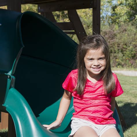 Swing N Slide Denali Tower Wooden Backyard Swing Set With Tube Slide