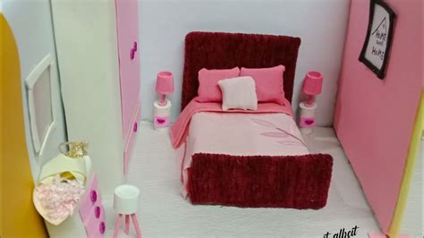 طريقة عمل مجسم غرفة نوم لبيت باربي من الكرتون Youtube