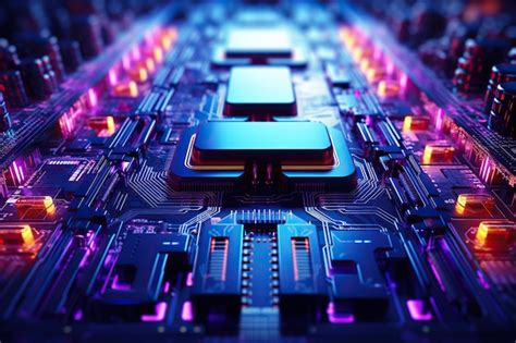 Premium Ai Image Close Up Macro Shot Of Circuit Cyberspace Board With Computer Motherboard