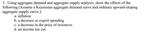 solved 3 using aggregate demand and aggregate supply