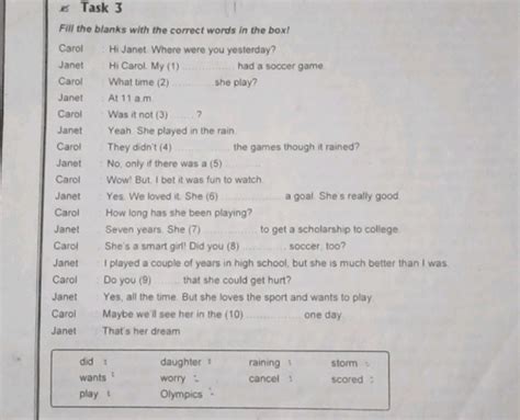 Task Fill The Blanks With The Correct Words Studyx