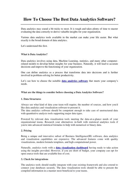 Ppt How To Choose The Best Data Analytics Software Powerpoint Presentation Id 11431323