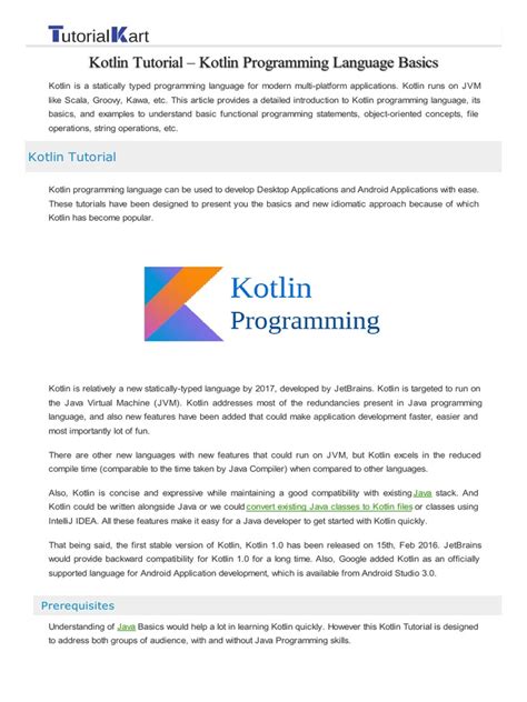 kotlin tutorial pdf download free pdf class computer programming