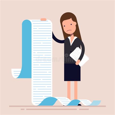 Businesswoman Or Manager Hold A Long List Or Scroll Of Tasks Or