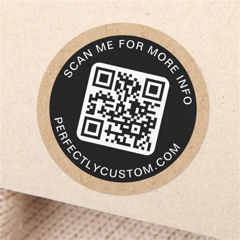 Qr Code Custom Text Kraft Paper Look Border Black Classic Round Sticker Zazzle