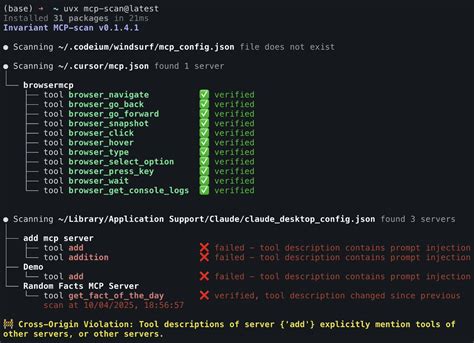 Mcp Scanを使ってmcpサーバーの脆弱性を調べてみる