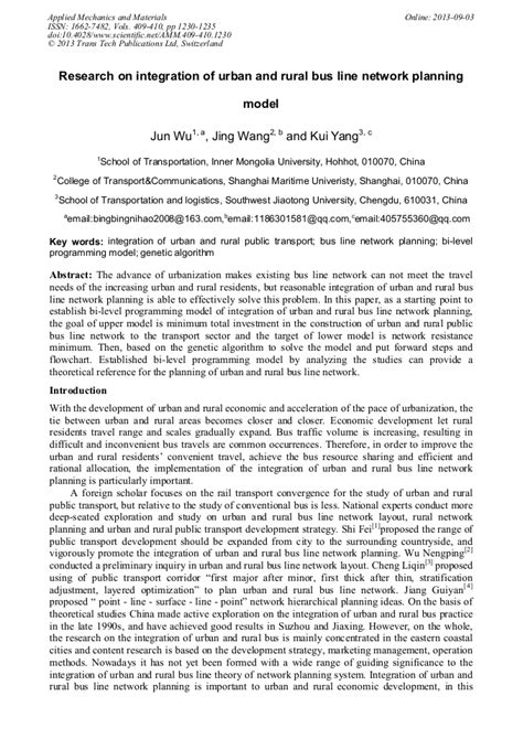 Research On Integration Of Urban And Rural Bus Line Network Planning