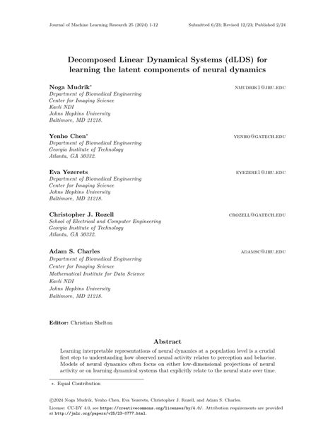 PDF Decomposed Linear Dynamical Systems DLDS For Learning The