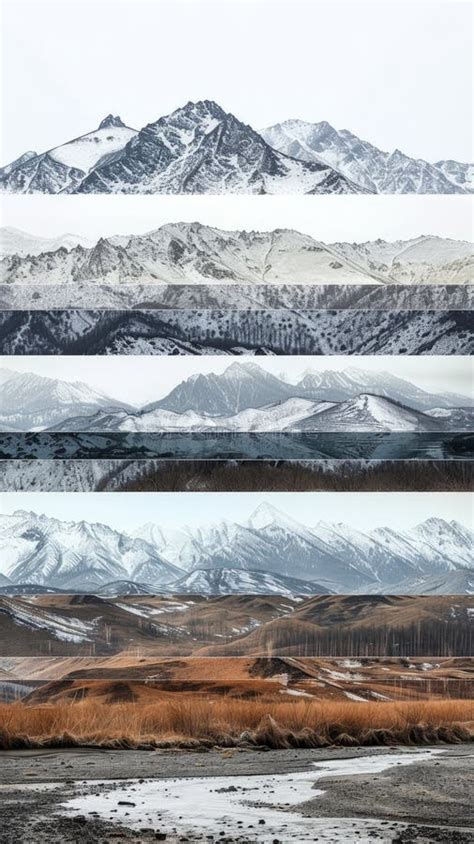 Vertical Segmented Images Showcasing Abstract Landscapes And