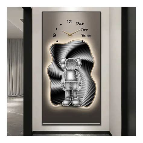 Violent Bear Creative Large Wall Clock Corridor Decoration Luxury Led