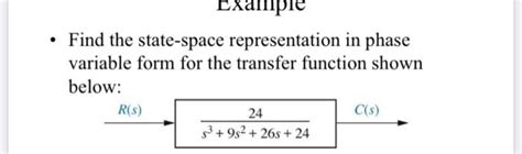 solved example find the state space representation in phase