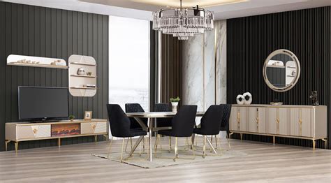 Talia Gold Metal Ayaklı Yemek Odası Takımı Mobilyamevime
