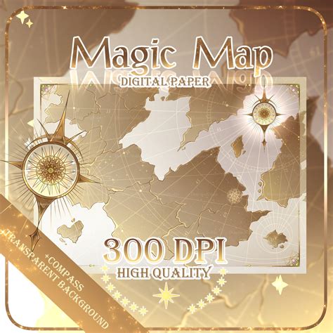 Magic Map Digital Paper Wizard Map Compass Png Wizard Map Japanese