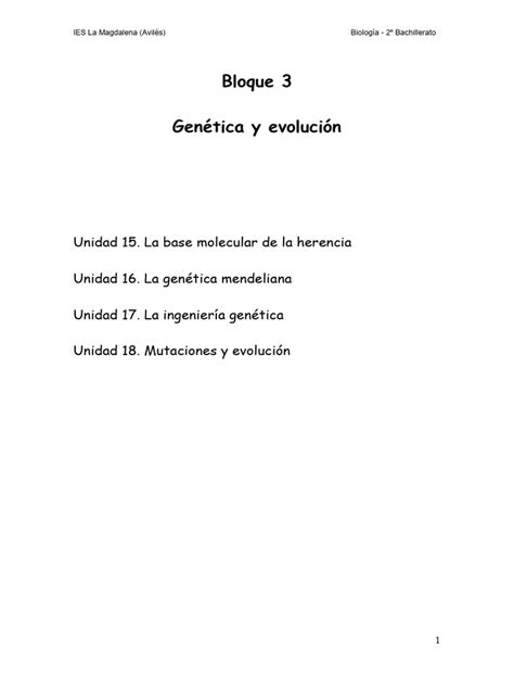 Unidad 15 La Base Molecular De La Herencia Pdf Traducción Biología
