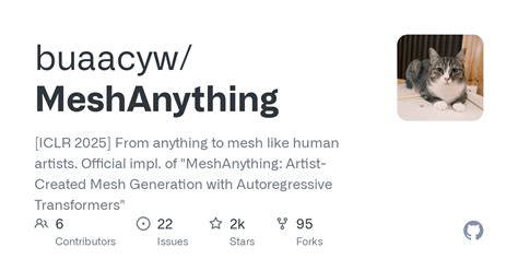 github buaacyw meshanything [iclr 2025] from anything to mesh like